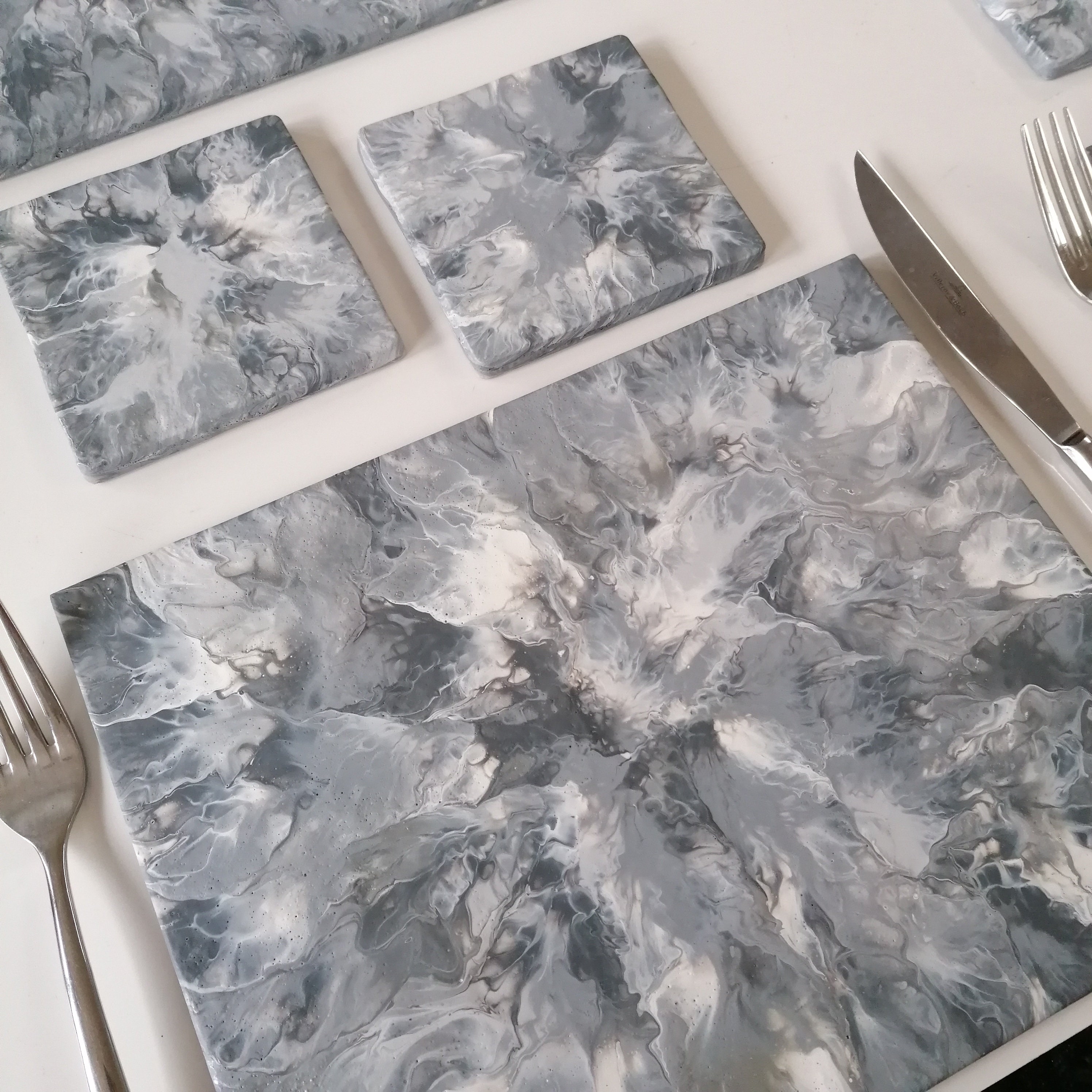 Grey Ceramic Placemats & Coasters Hand Painted to Your Choice - Etsy UK
