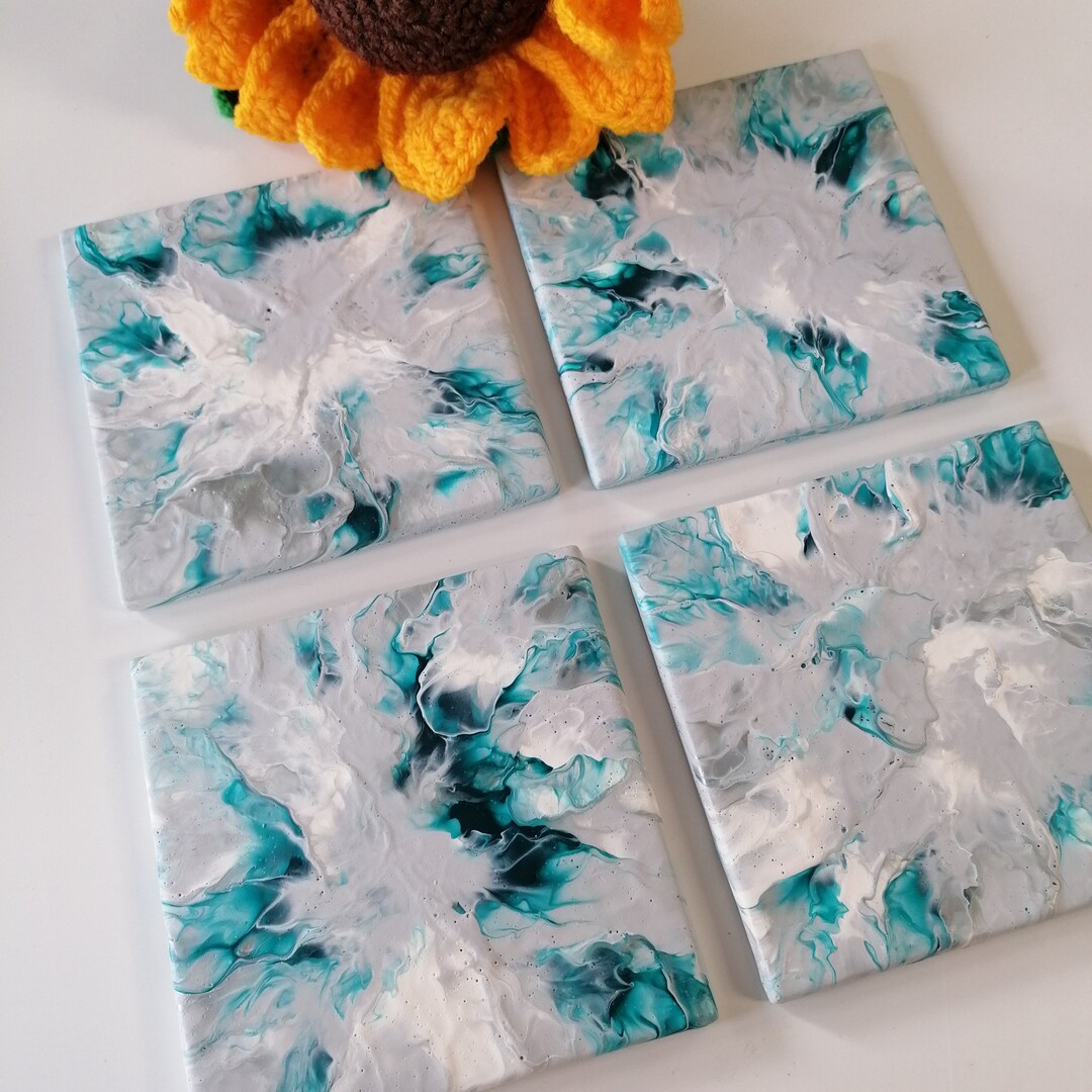 Teal Coasters Made to Order - Choose Your Coaster Set Size for Your ...