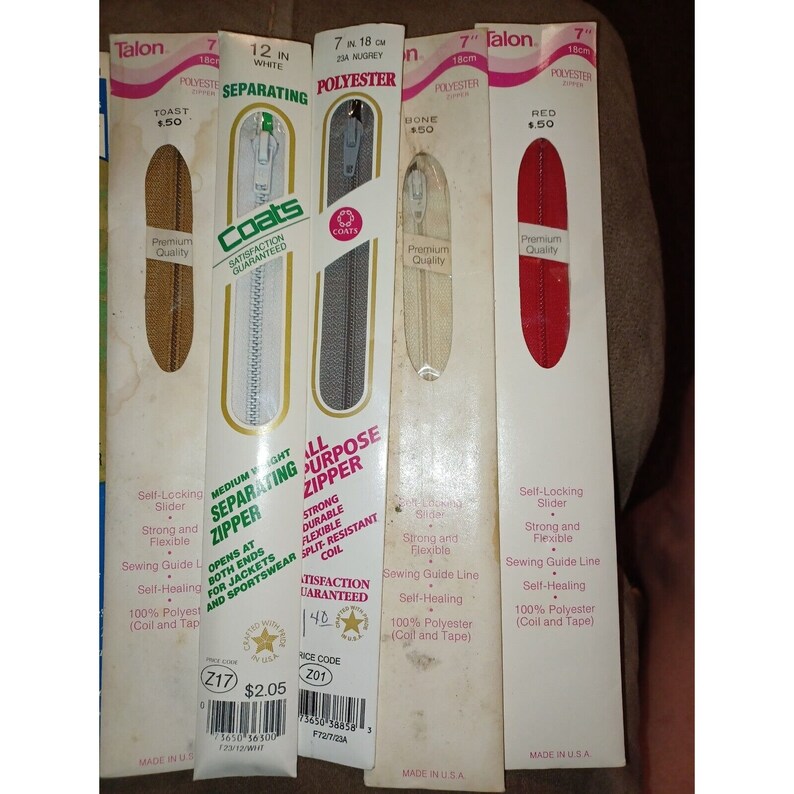 Vintage Zippers LOT 29 Talon METAL Various Colors, Sizes Talonj & P ...