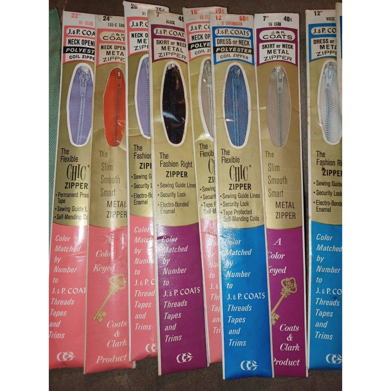 Vintage Zippers LOT 29 Talon METAL Various Colors, Sizes Talonj & P ...