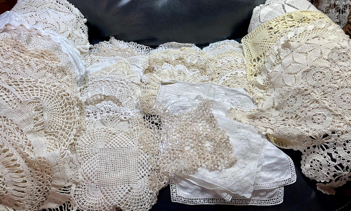 VERY LARGE LOT Antique Doilies Lace Crochet Handmade 50 Pieces Total - Etsy