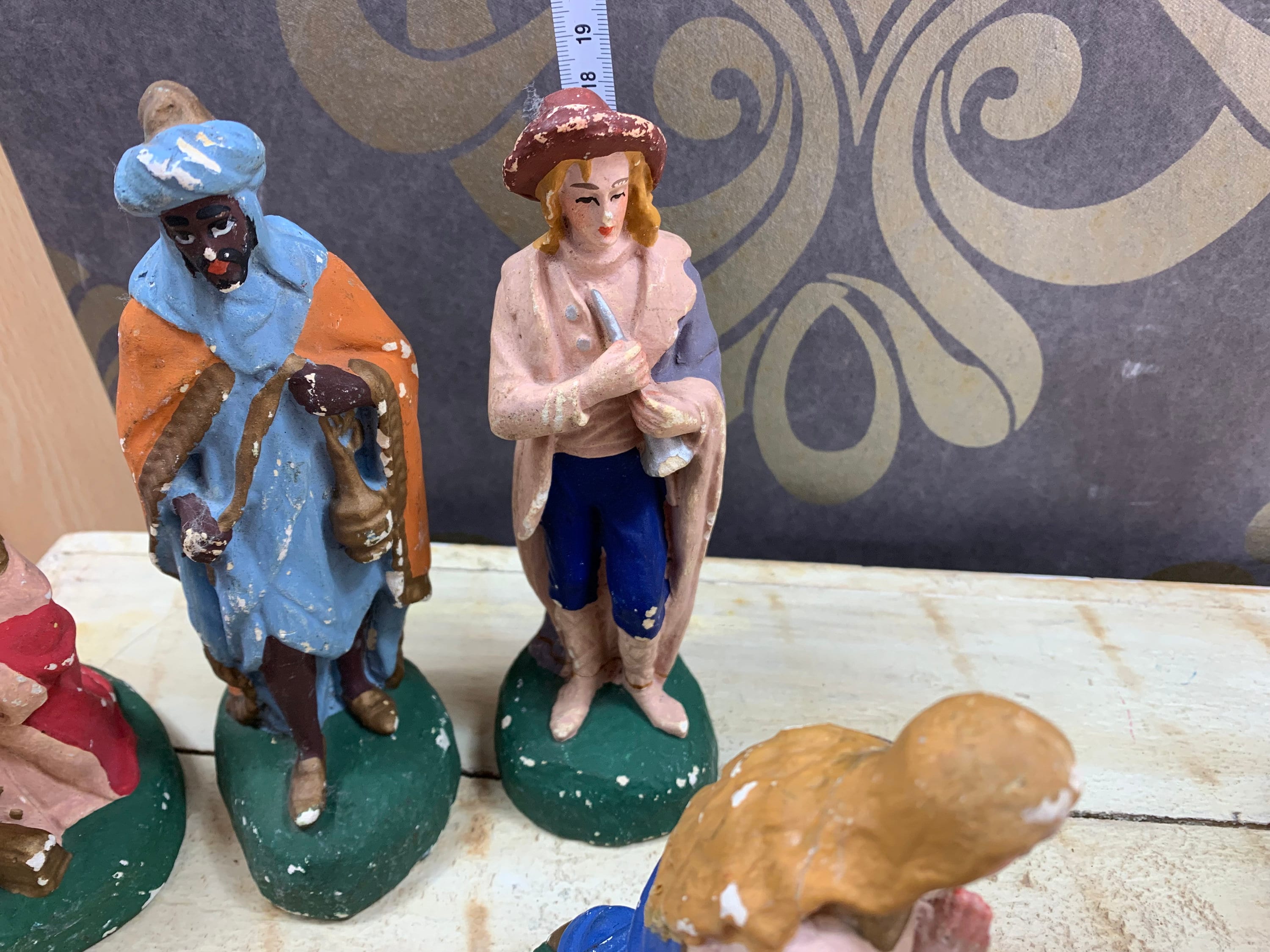 Antique Hand-painted Christmas Statues nativity Scene Joseph, Mary ...