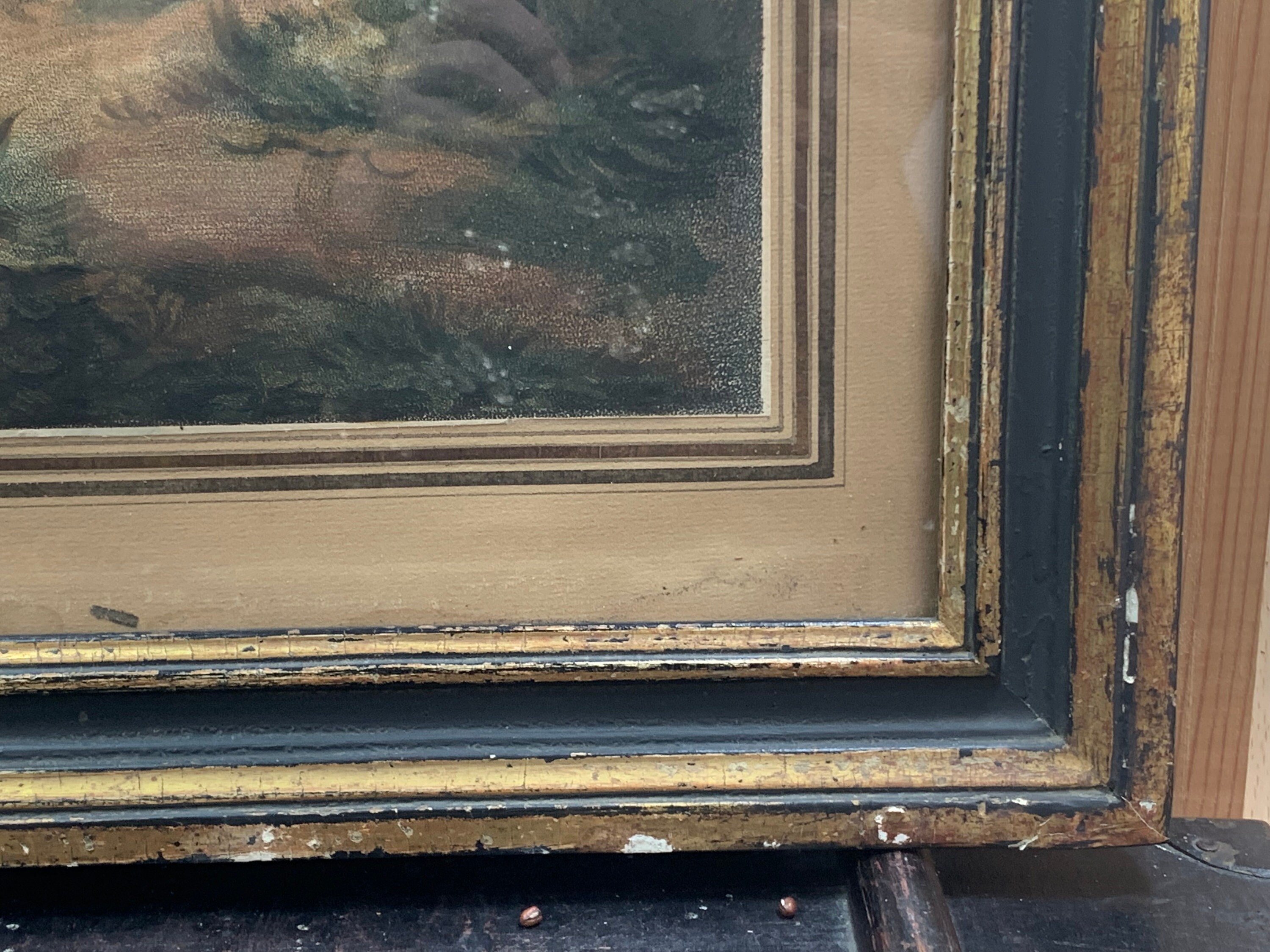 Beautiful Large Antique Colored Etching Behind Glass - Etsy