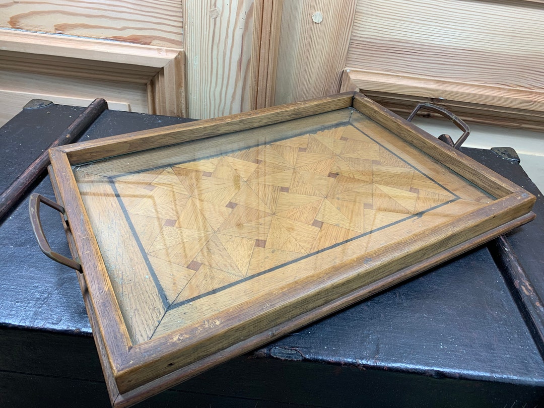 Beautiful Wooden Vintage Tray - Plateau - Tray for Serving Drinks or ...