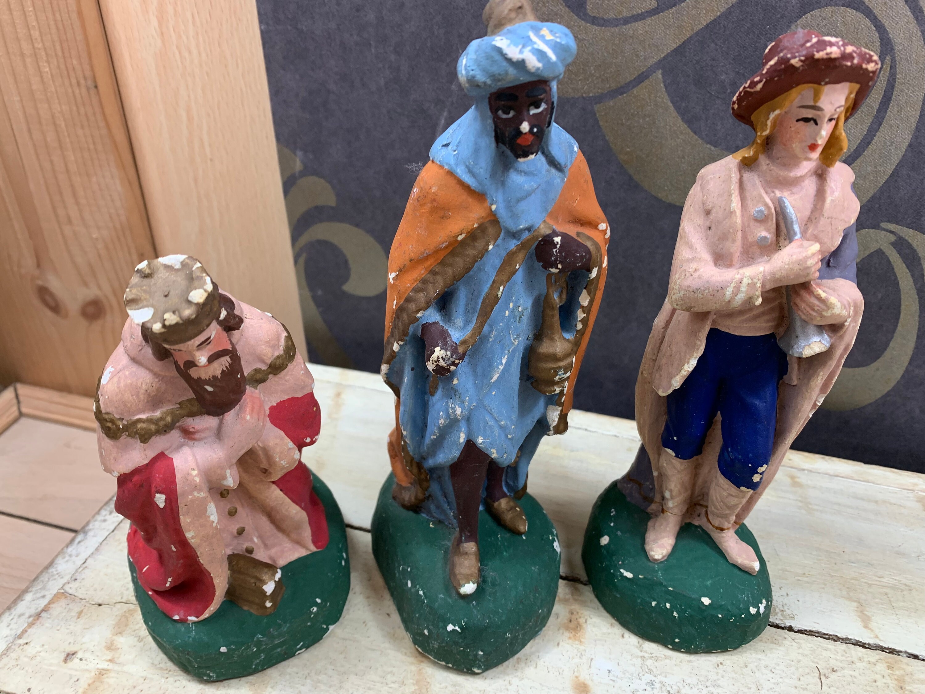Antique Hand-painted Christmas Statues nativity Scene Joseph, Mary ...