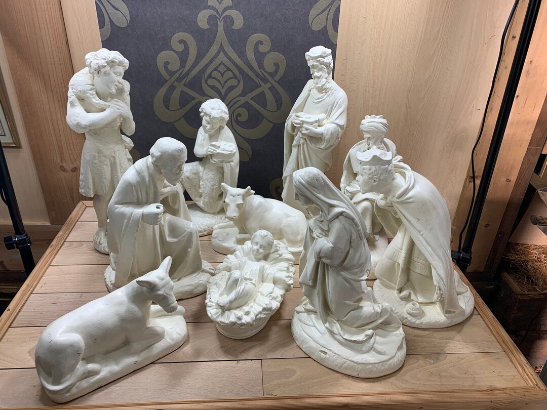 Beautiful 43 Cm 17.1 Inch Antique Christmas Statues nativity Scene ...