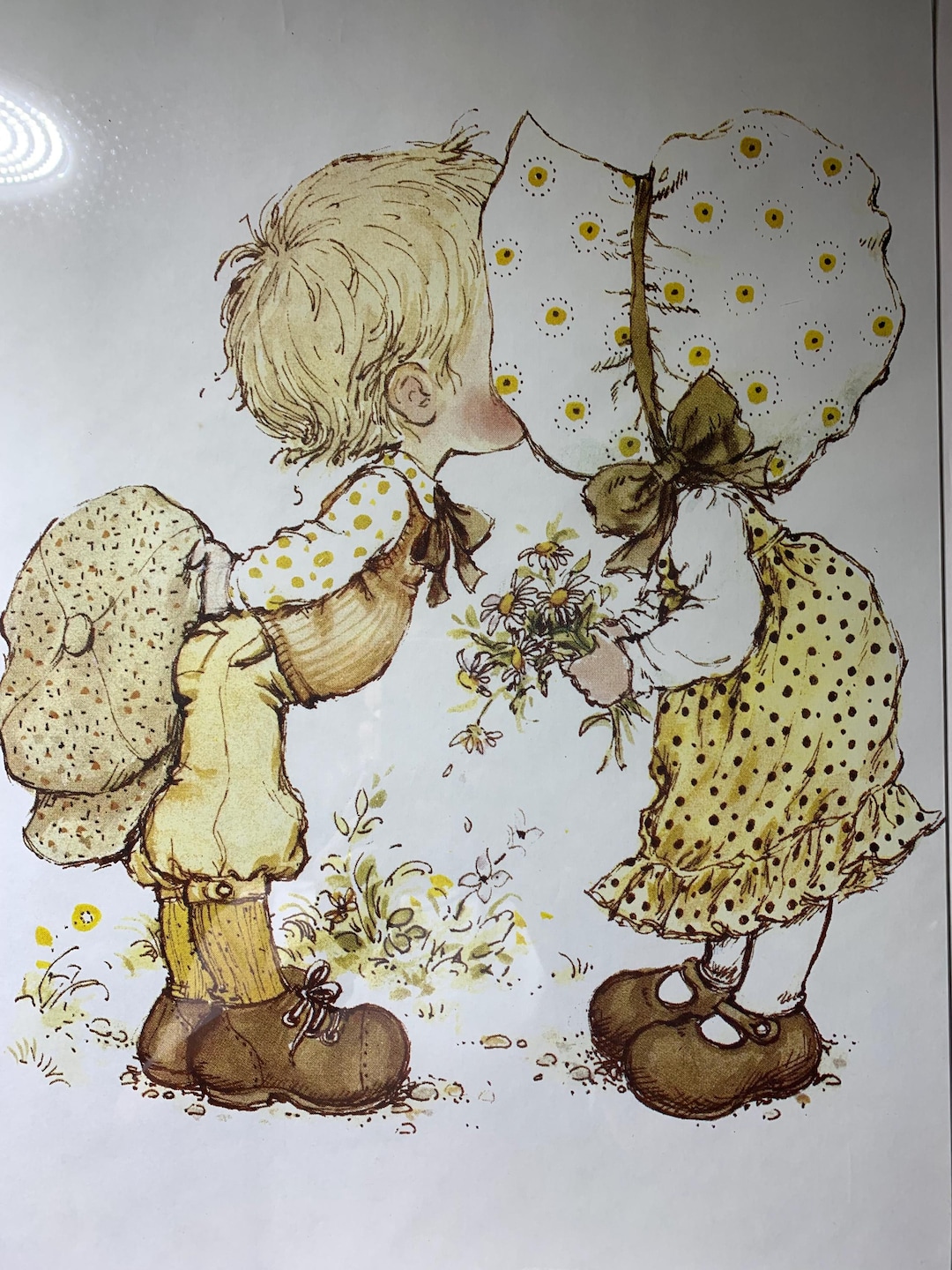 Vintage Poster – Boy and Girl Kissing – Romantic Retro Illustration ...