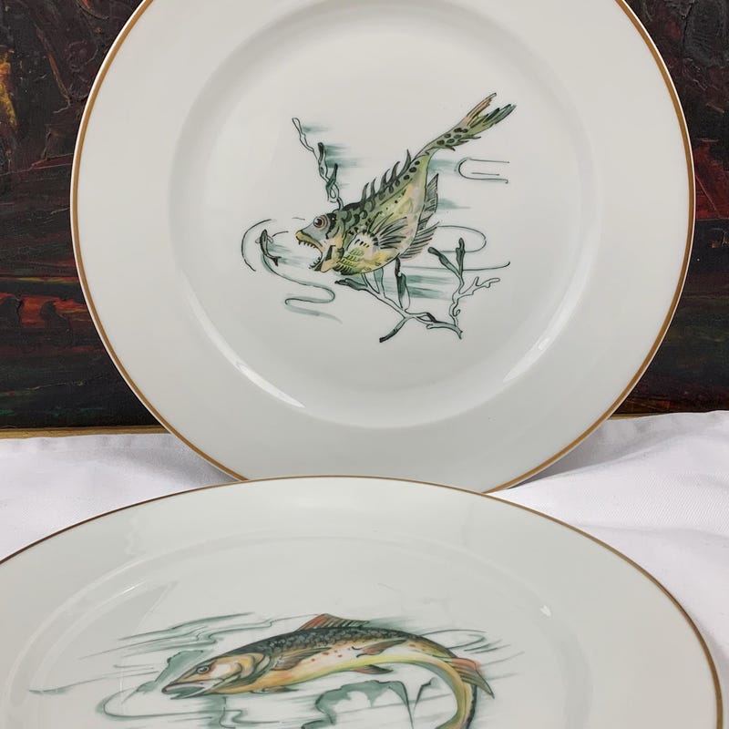 Limoges Fish Plates - Etsy