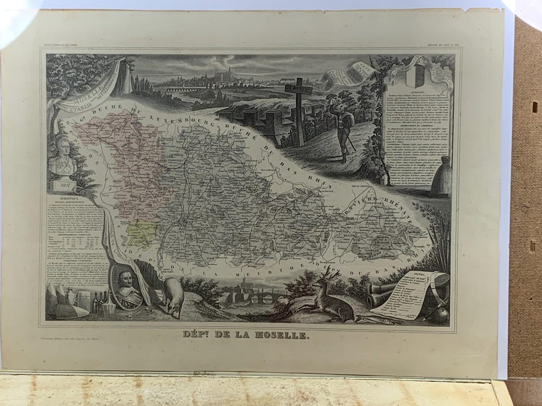 Old Geographical Map - Historical Map of the Department of Moselle ...