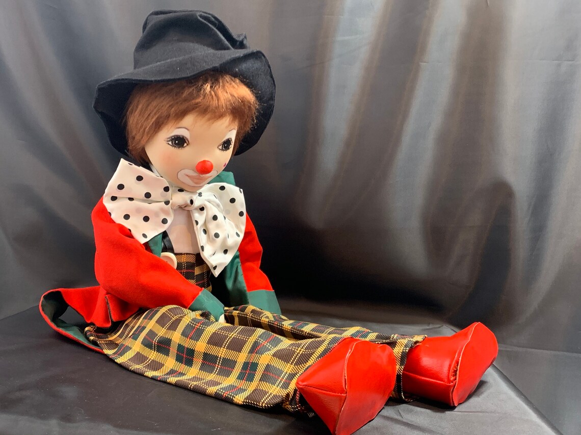 Very Nice Colorful Nostalgic Big Fabric Clown With Painted - Etsy