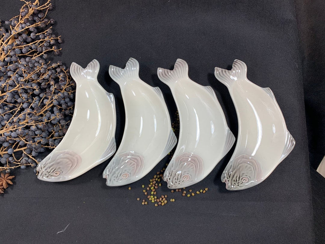 Set of 4 Porcelain Fish Bone Plates - Etsy UK
