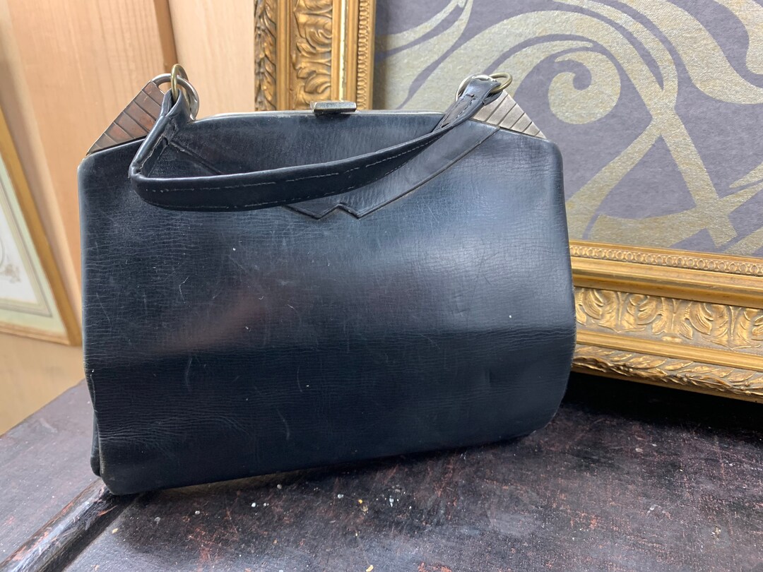 Leather Handbag - Evening Bag With Short Handle and a Metal Clasp ...