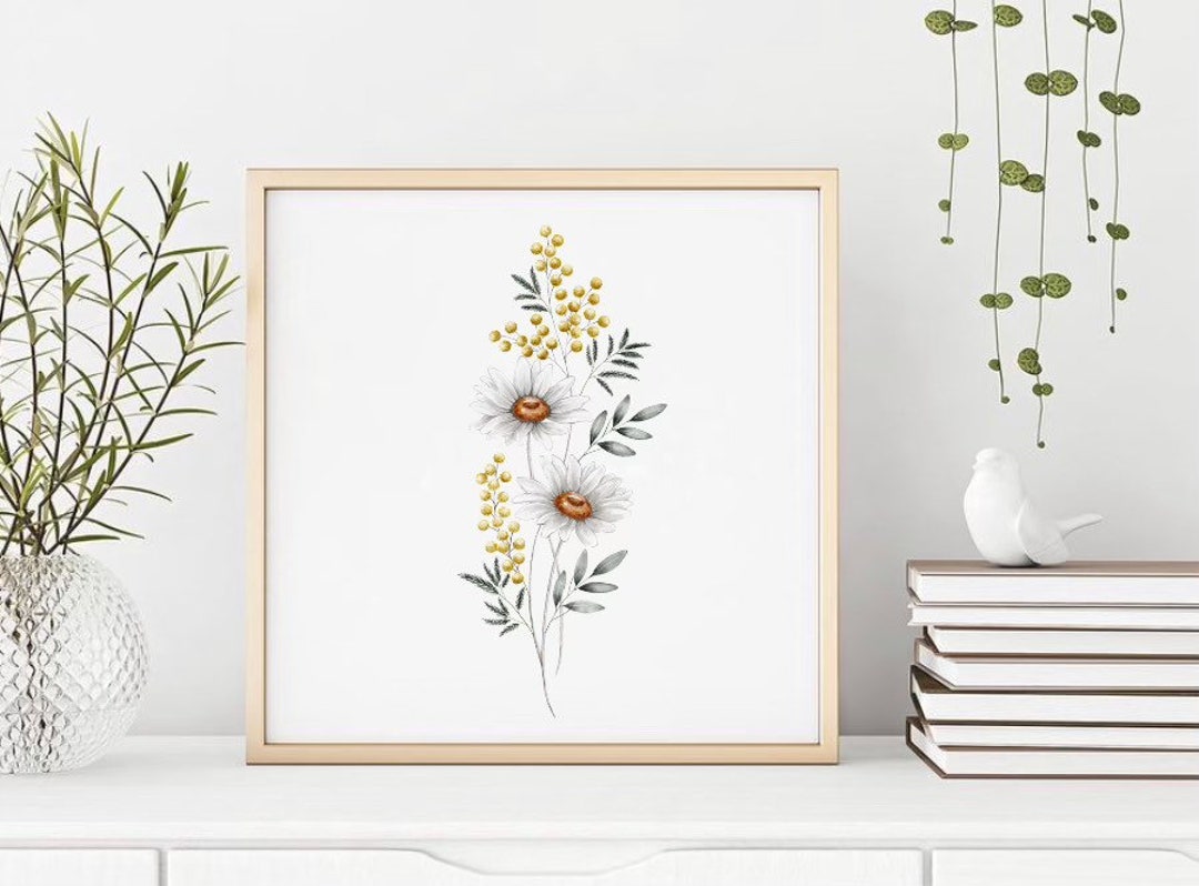 Daisy Print, Flower Poster, Flower Wall Decor, Daisy Wall Art, Floral ...