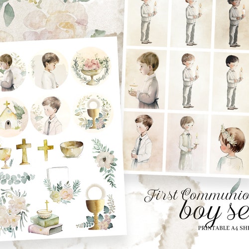 First Communion Boy A Set of Printable Sheets Digital File - Etsy