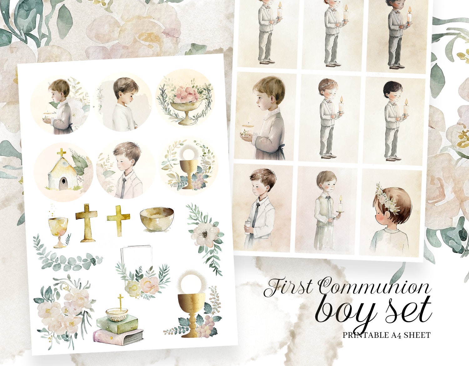 First Communion Boy A Set of Printable Sheets Digital File for ...
