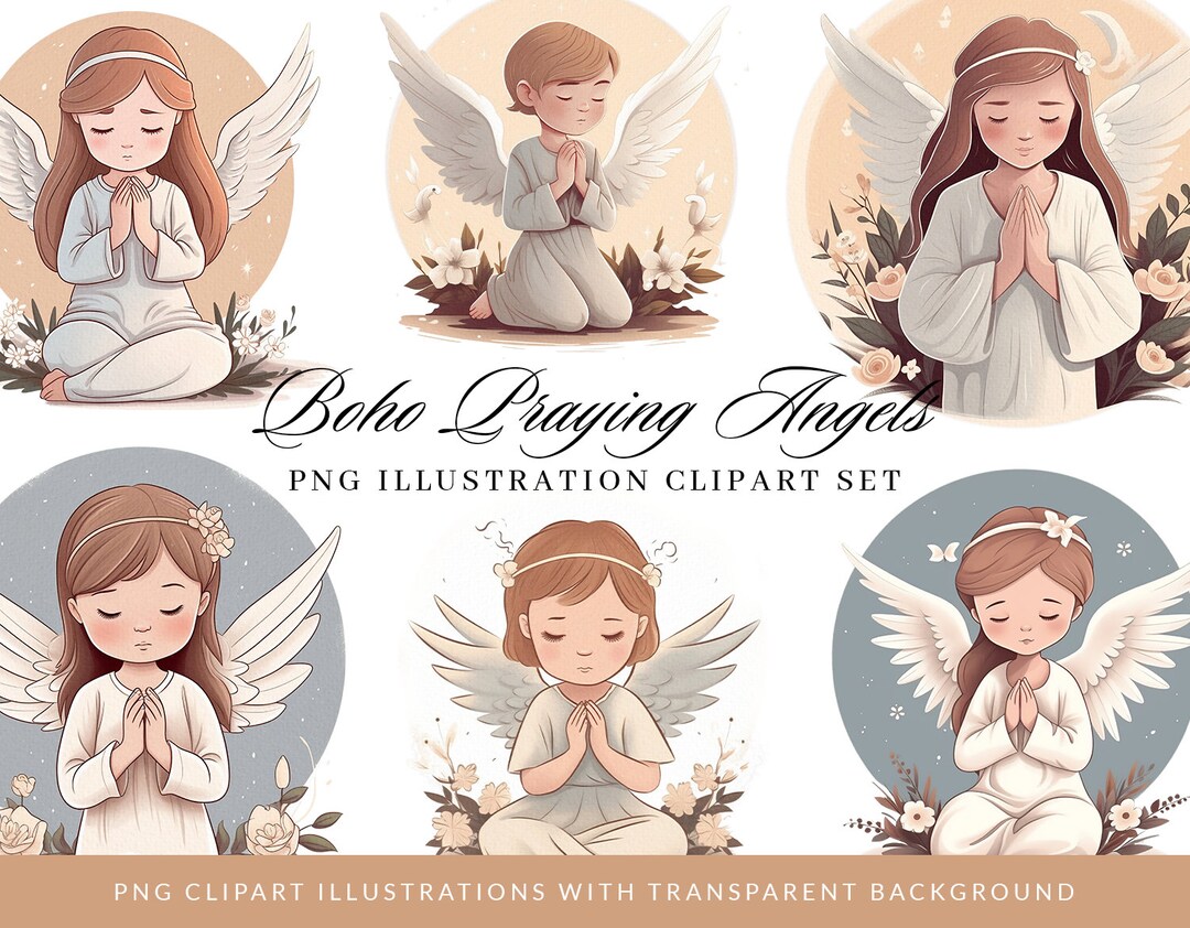 Conjunto de imágenes prediseñadas de ilustración de ángeles ...