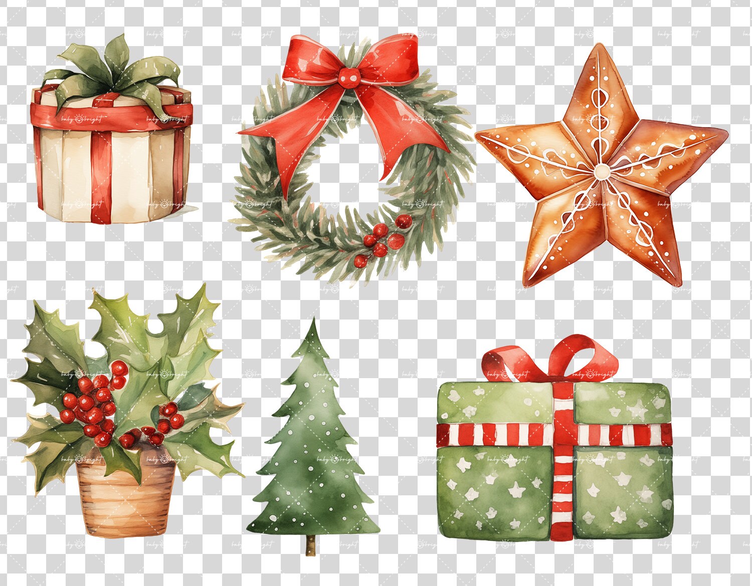 Christmas Clipart and A4 Printable Sheet for Self-cutting - Etsy