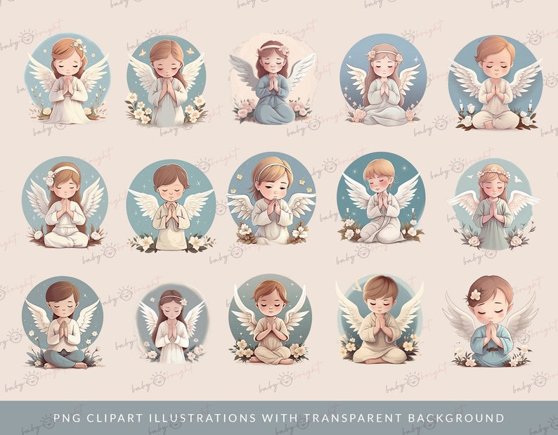 Blue Angels Illustration Clipart Set Round Pictures - Etsy