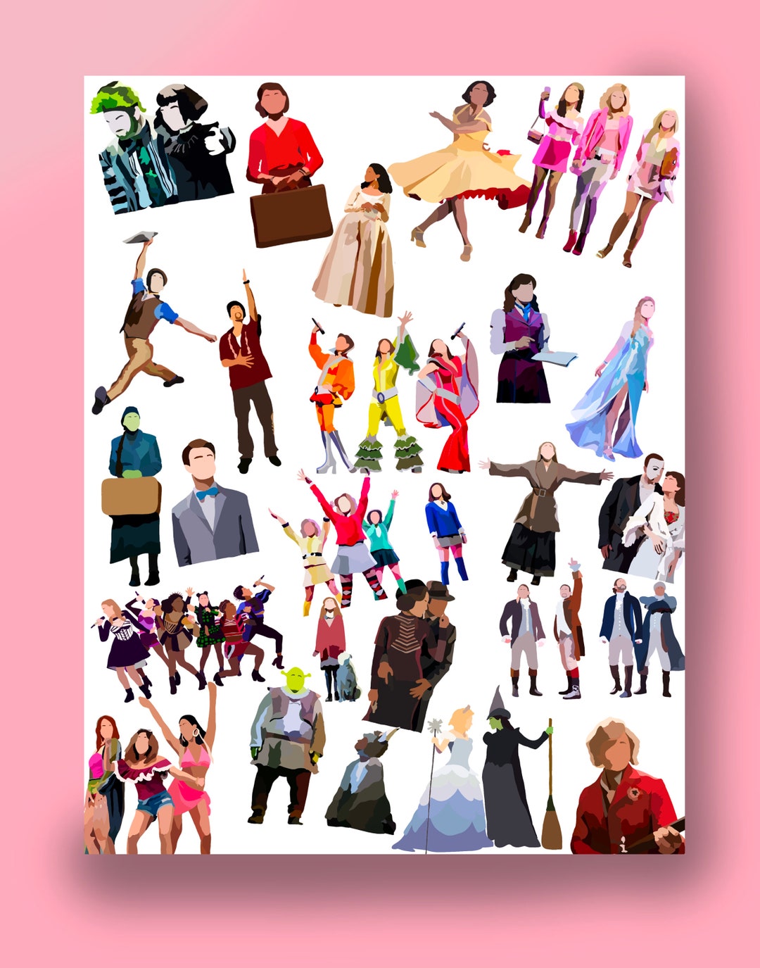Broadway Inspired Characters DIGITAL DOWNLOADABLE PRINT | No Physical ...