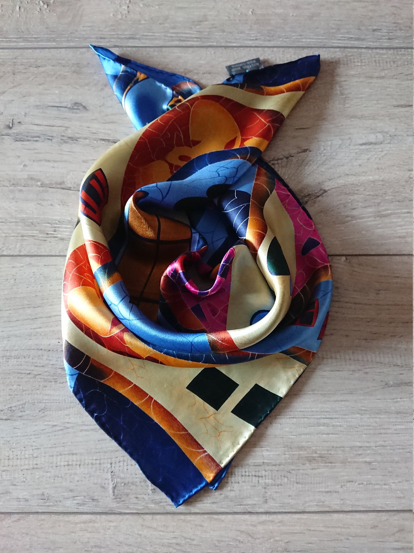 Austrian Vintage Silk Scarf Bandana Abstraction Seam Roule 5051cm - Etsy UK