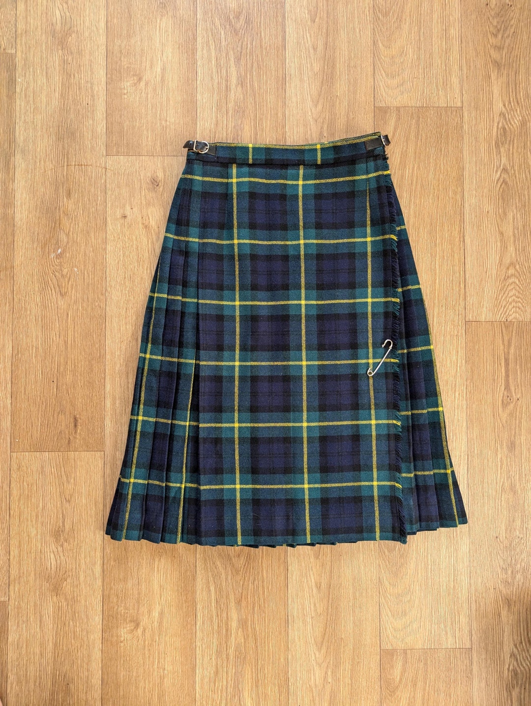 Vintage Gor-ray Skirt Green New Wool Tartan Tweed Skirt Pleat Kilt ...