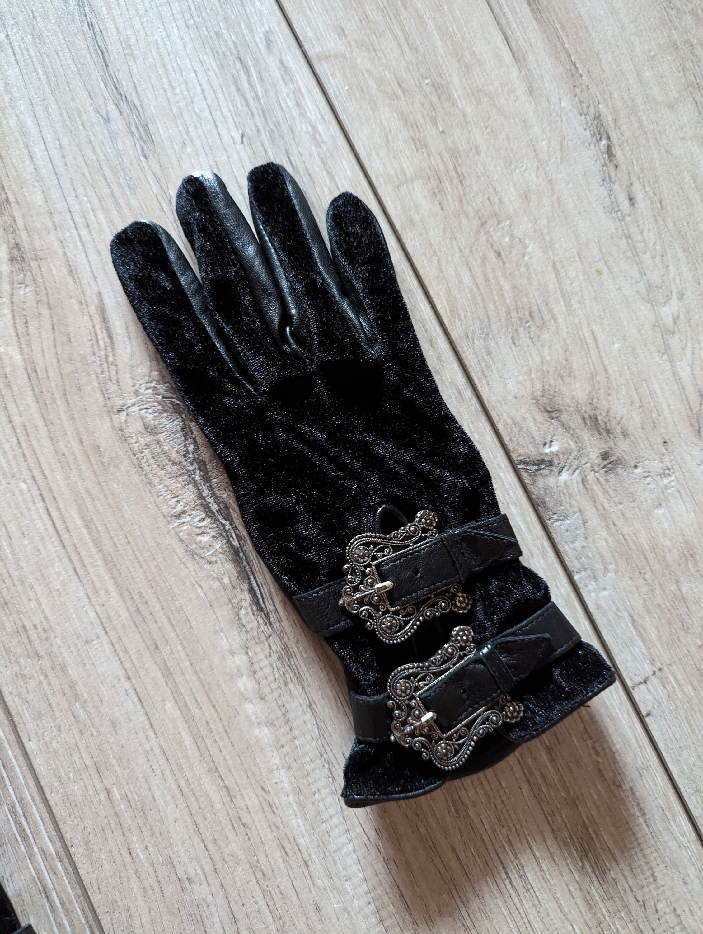 The Kooples Gloves Leather Velor Double Buckle Size 7 1/2 - Etsy