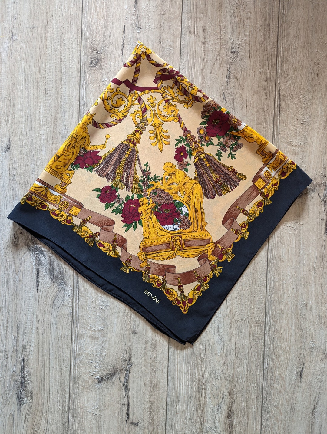 Vintage Scarf Sevini Silk Floral Print Square 3333 - Etsy