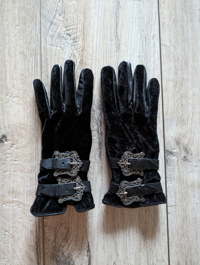 The Kooples Gloves Leather Velor Double Buckle Size 7 1/2 - Etsy