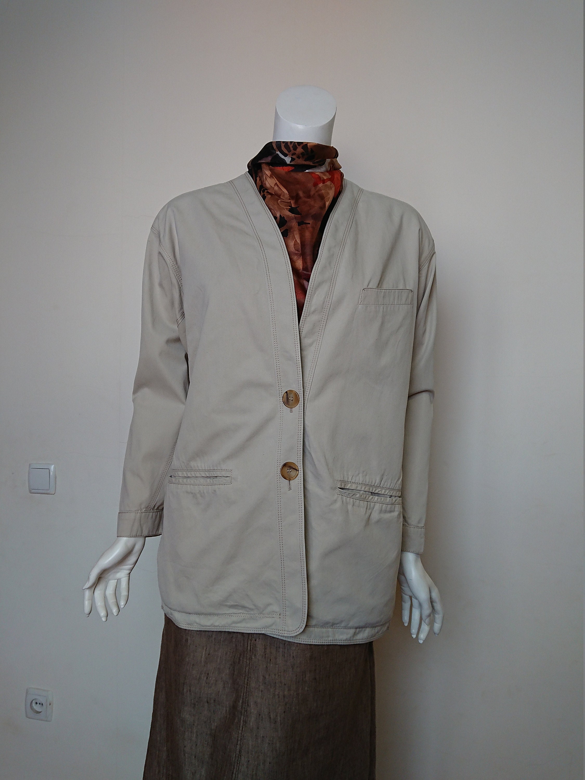 Vintage Bogner Women Jacket Blazer Windbreaker Beige Cotton - Etsy UK