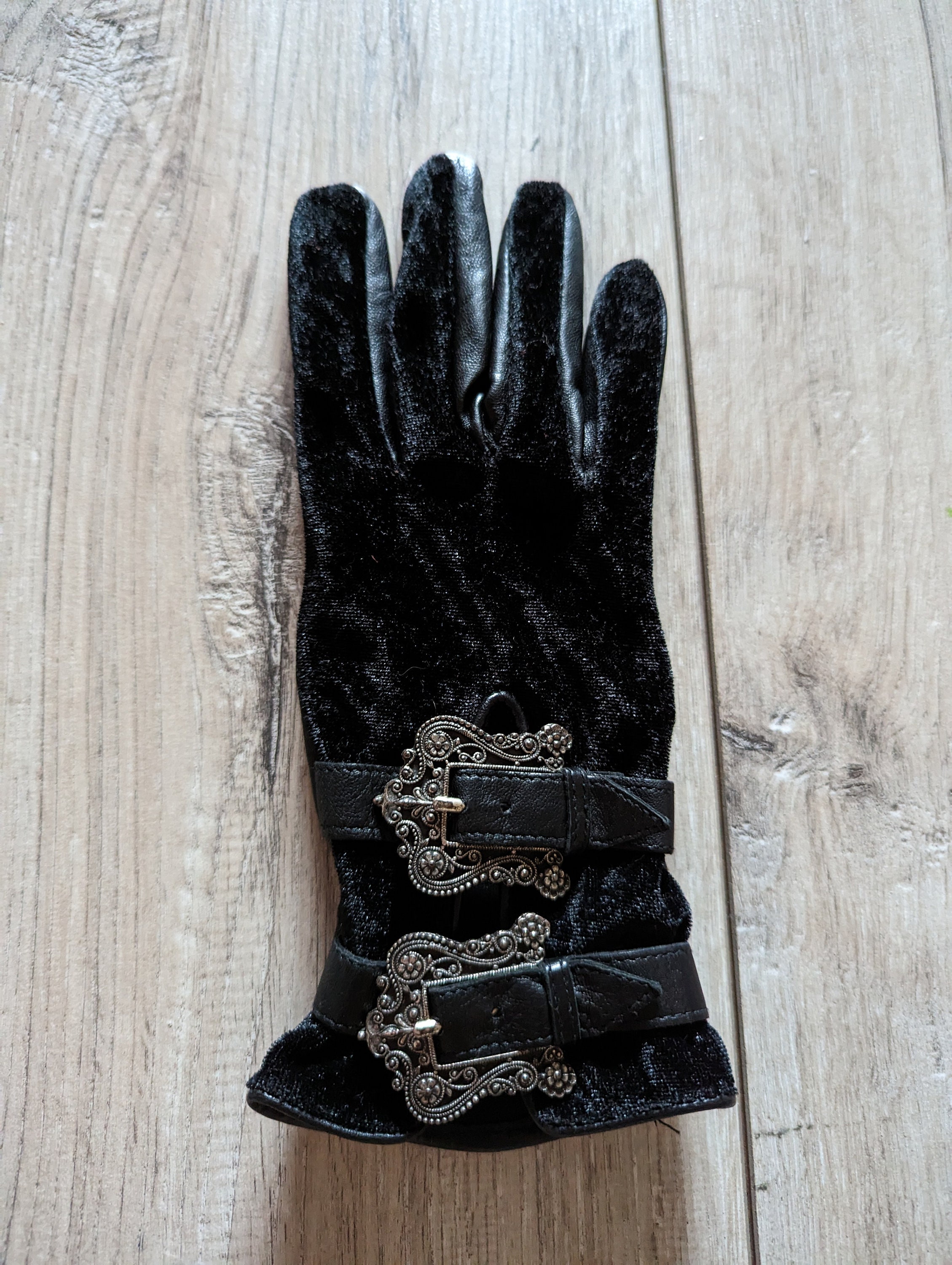 The Kooples Gloves Leather Velor Double Buckle Size 7 1/2 - Etsy