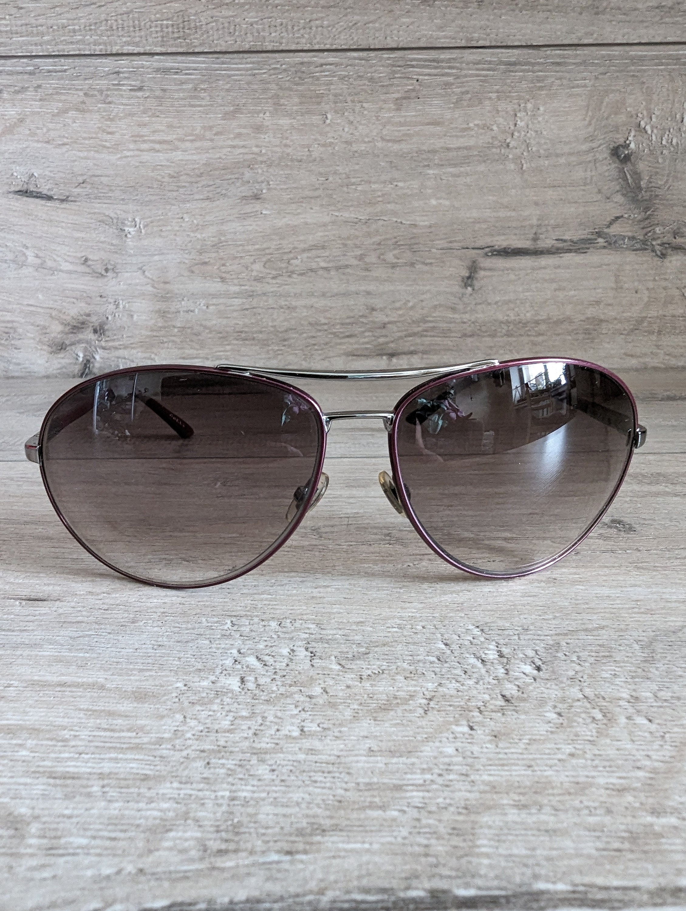 Gucci GG Aviator Sunglasses 1889/s Sunglasses Burgundy Silver Gray Lens ...