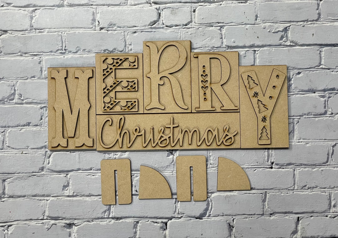 Merry Christmas Block Word - Etsy