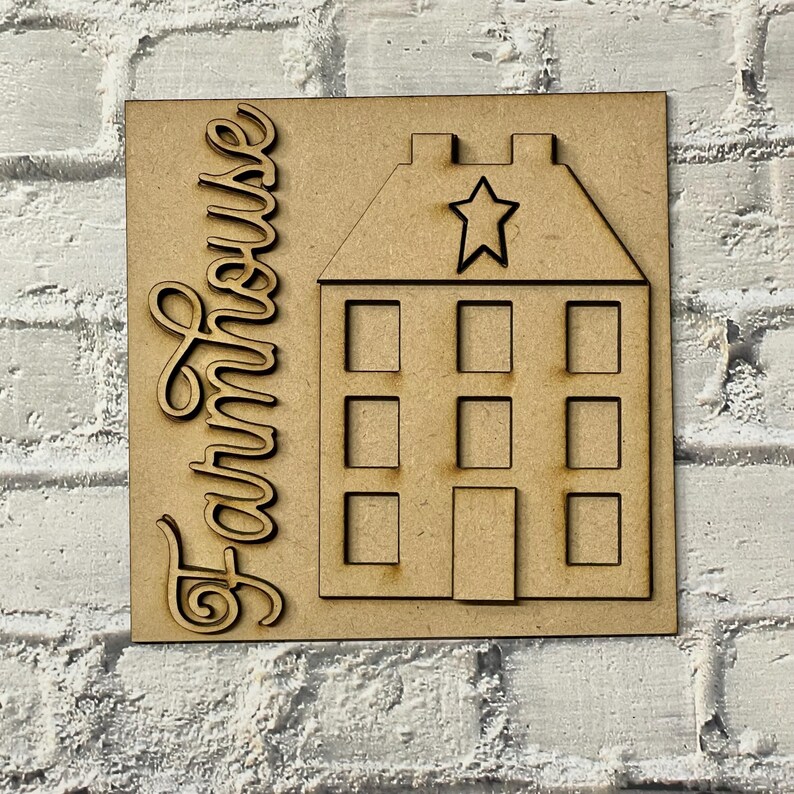 Unfinished MDF Farmhouse Squares (4.25") - Etsy