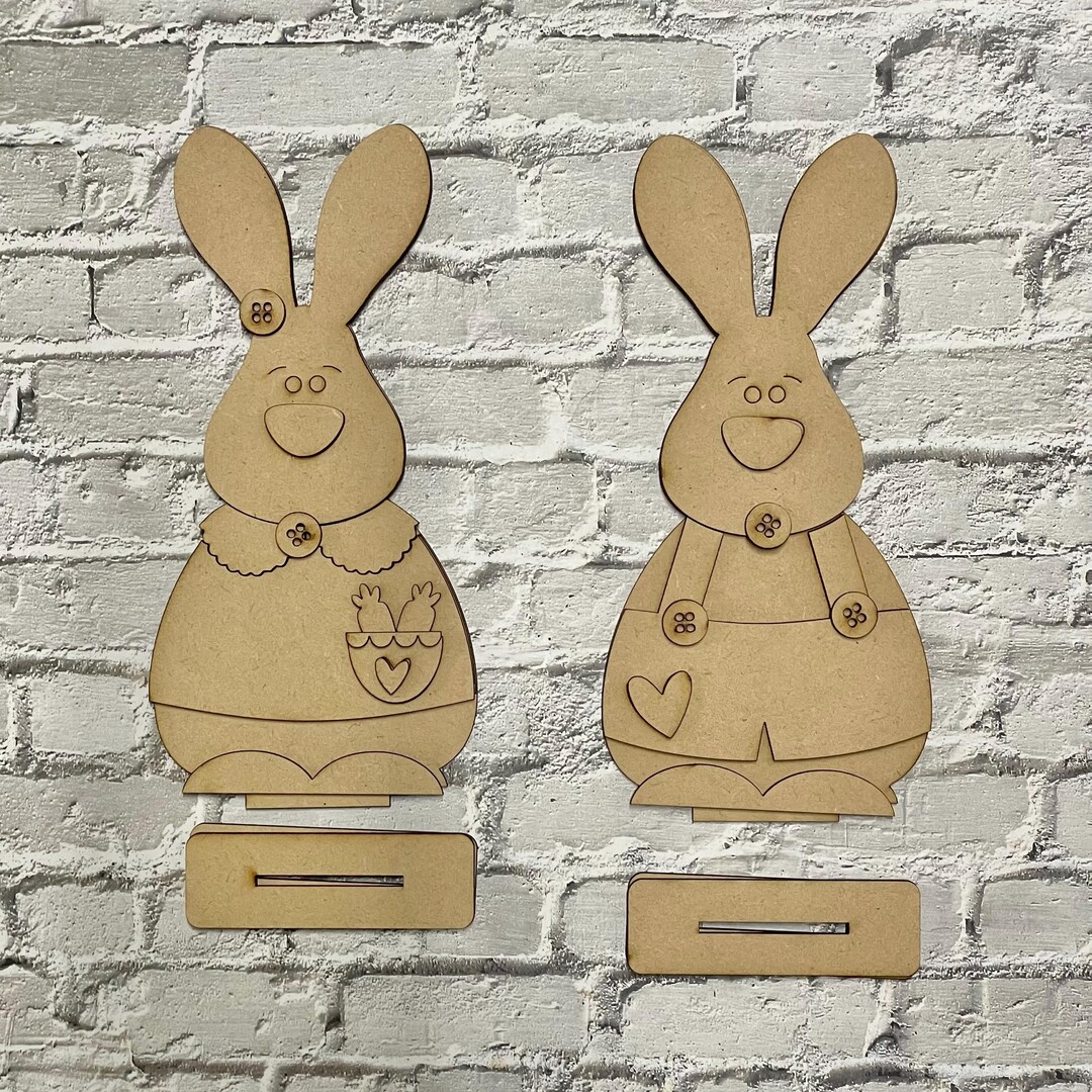 Primitive Standing Bunny Couple - Etsy