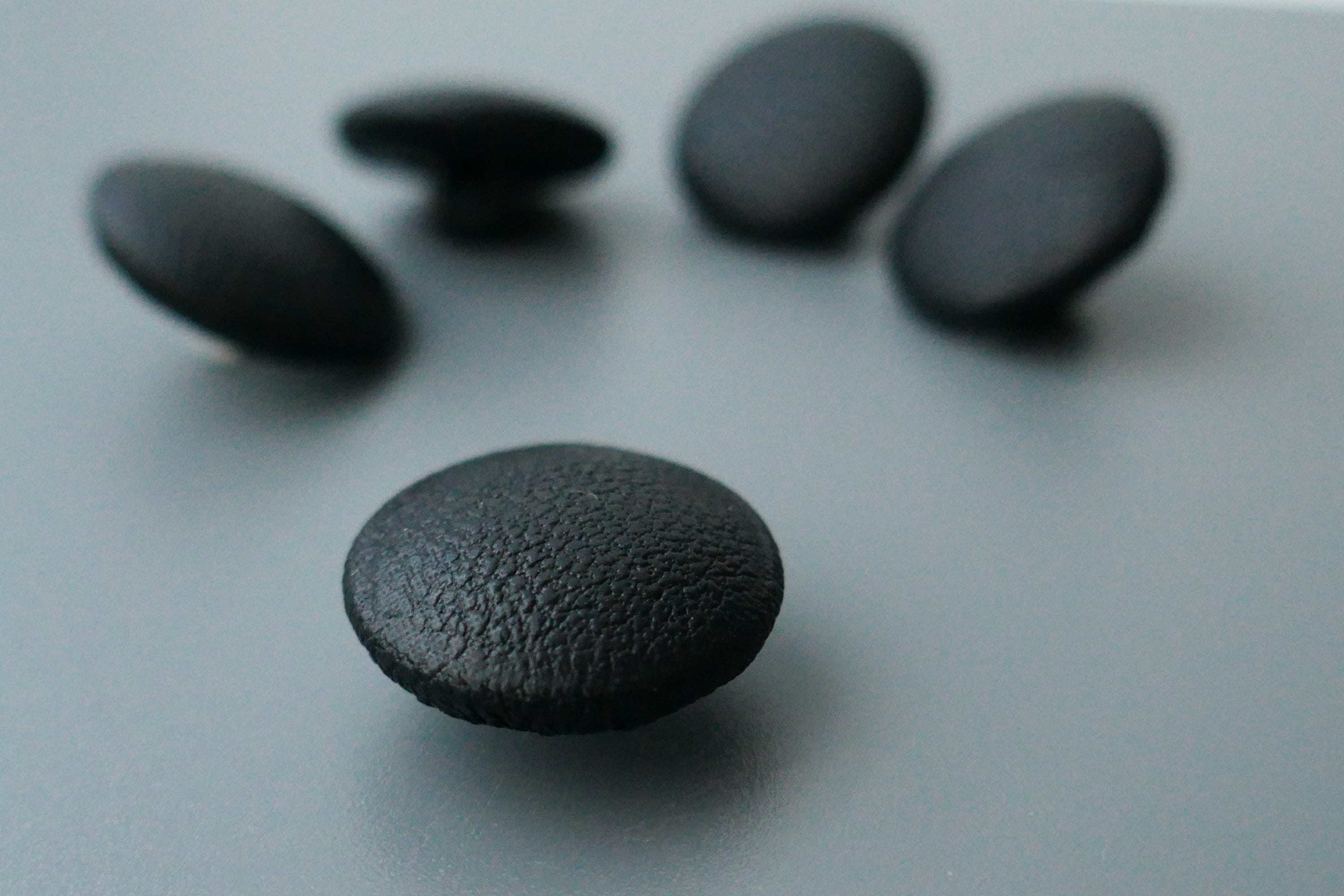 Black Eco-leather Covered Button | Handmade Buttons | SET of 6 Buttons ...