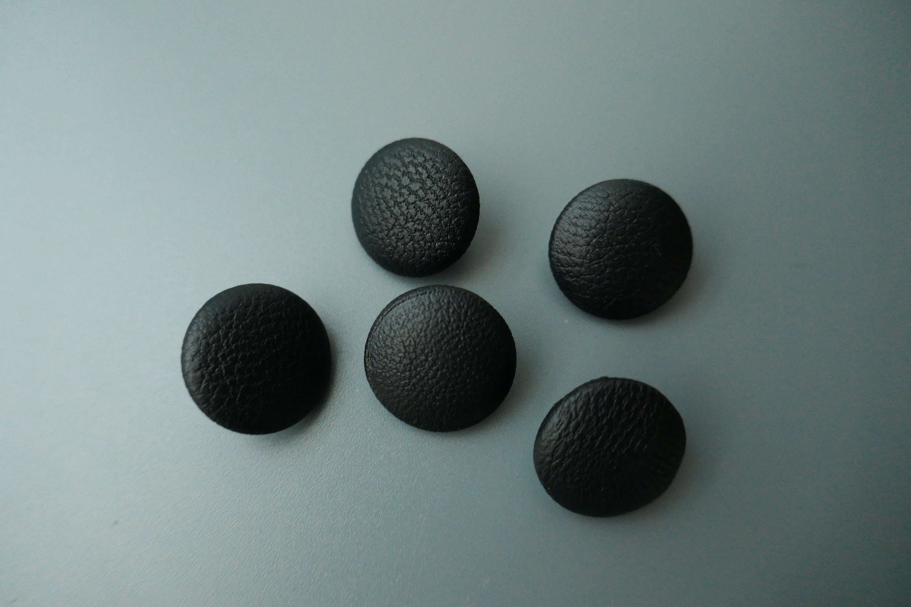 Black Eco-leather Covered Button | Handmade Buttons | SET of 6 Buttons ...
