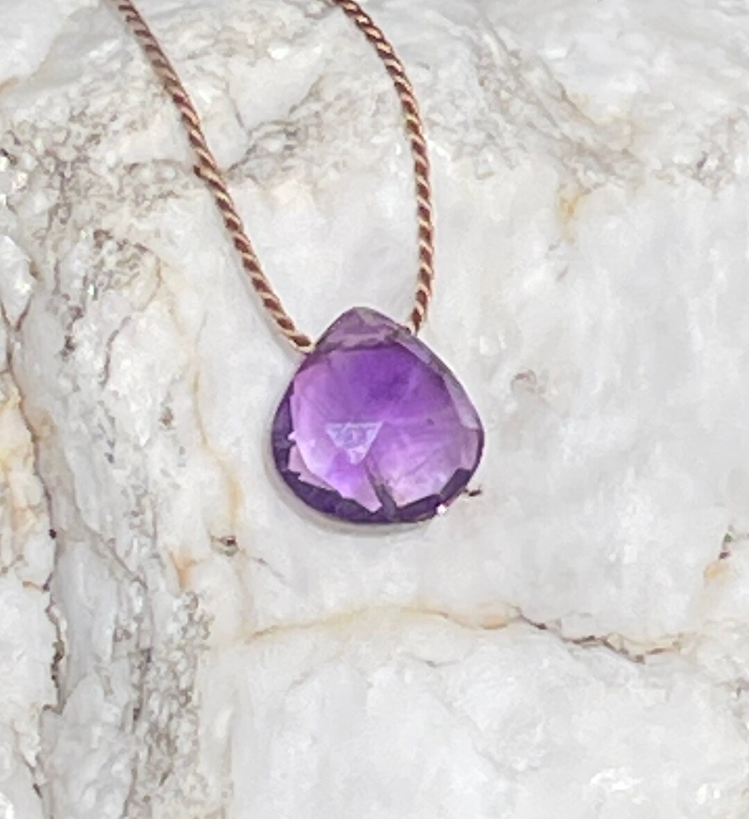 Simple Amethyst Necklace, Minimalist Necklace, Amethyst Cord Necklace ...