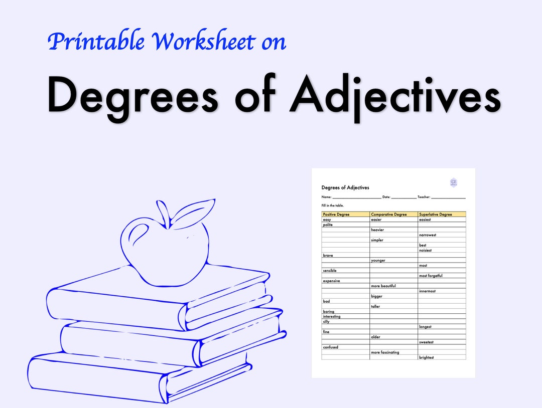 Degrees of Adjectives Worksheet, Teaching Resource, Printable Exercise ...