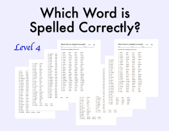 Which Word is Spelled Correctly Worksheet Printable 4th Grade - Etsy