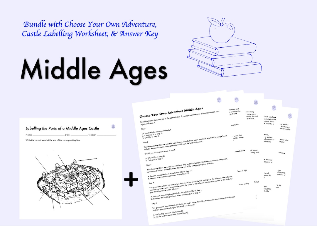 Middle Ages Bundle Labelling the Parts of a Castle Worksheet and Choose ...