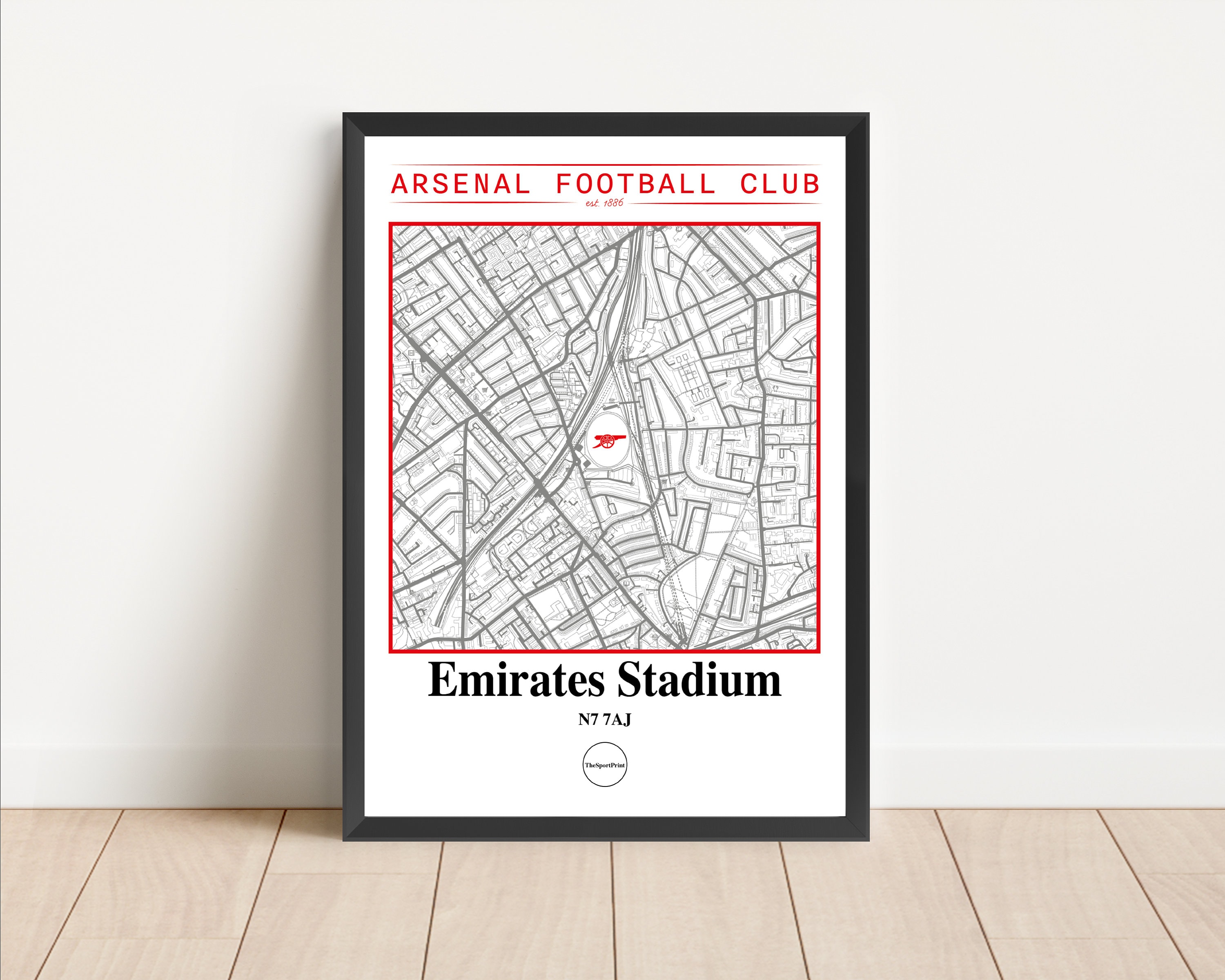 Arsenal Emirates Stadium Square Map Location Arsenal - Etsy