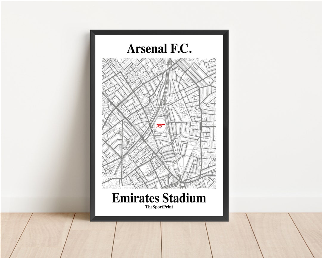 Arsenal Emirates Stadium Map Location | Arsenal Football Soccer Poster ...