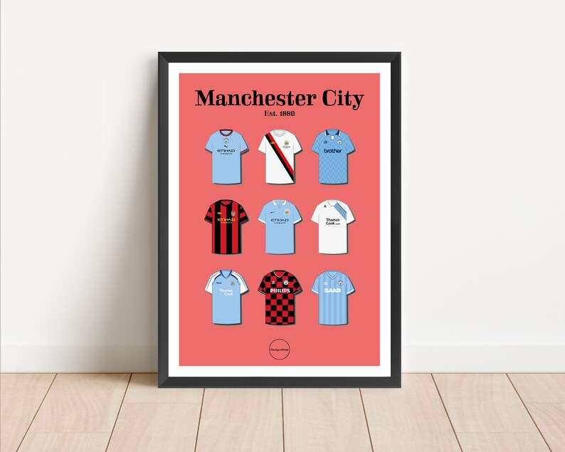 Manchester City Iconic Kits | Manchester City Football Poster | Sport ...
