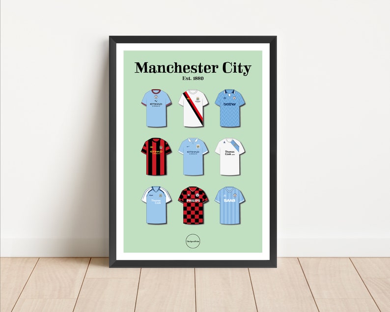 Manchester City Iconic Kits | Manchester City Football Poster | Sport ...