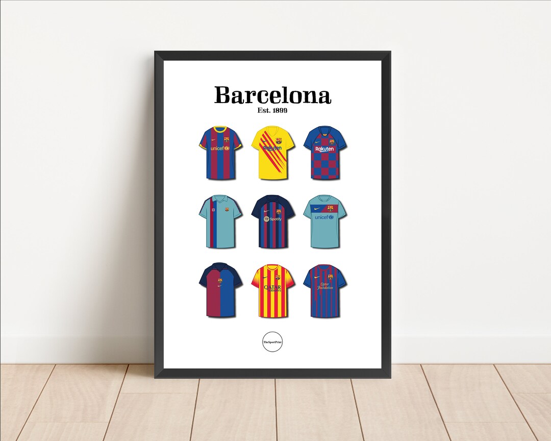 Barcelona Iconic Kits | Barcelona Kit Football Poster | Sport Art - Etsy