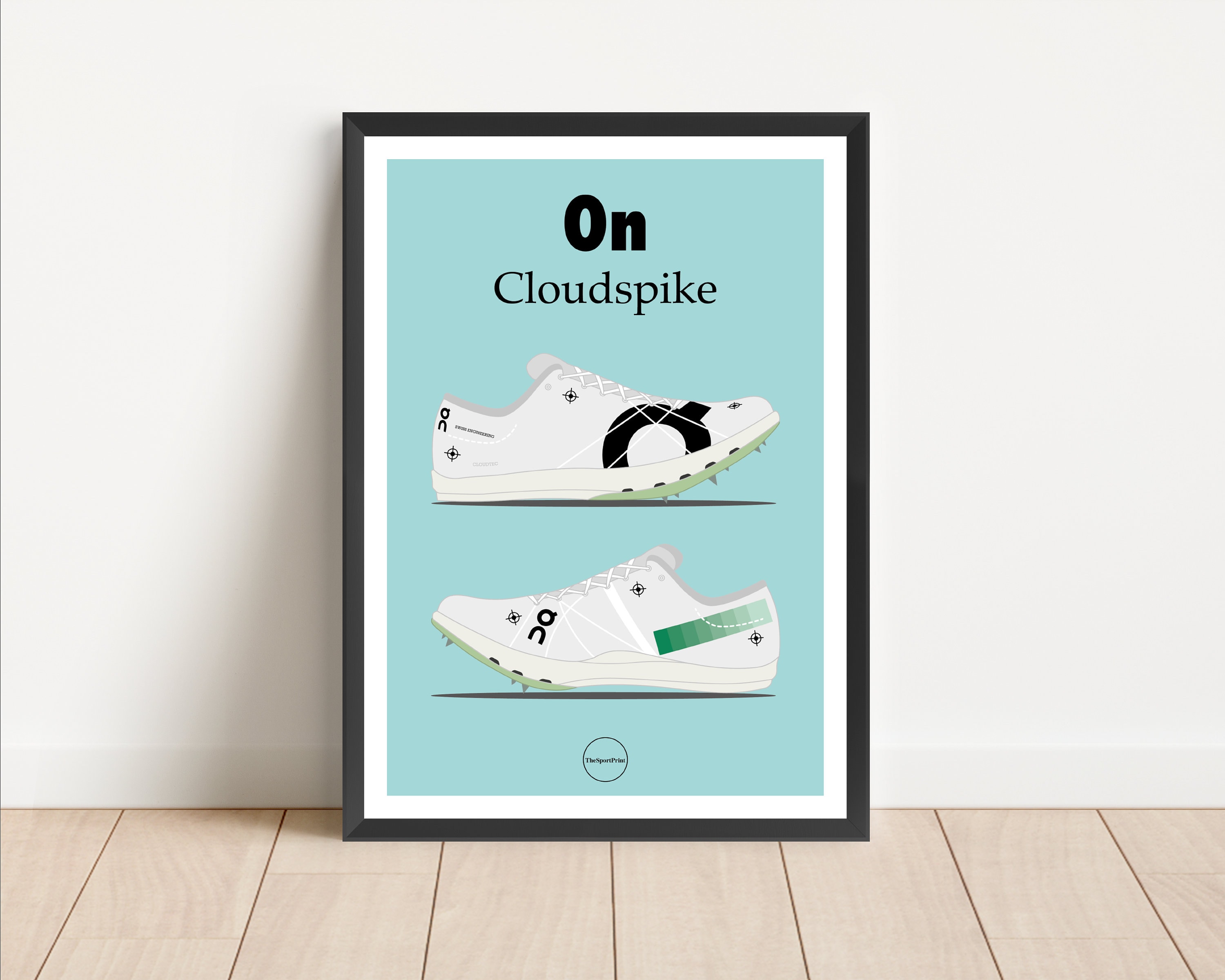 On Running Cloudspike 1500m White Black Green Spikes Poster - Etsy