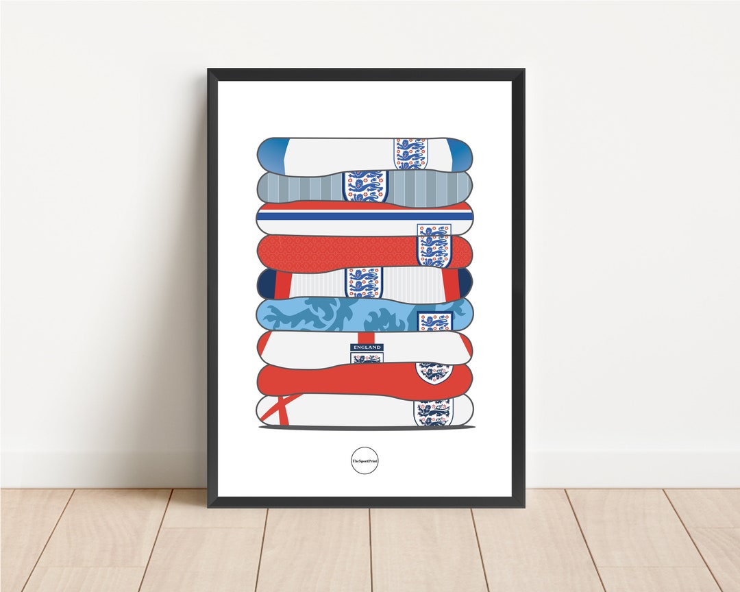 England Iconic Kits Stack | England Lions Football Soccer Poster ...