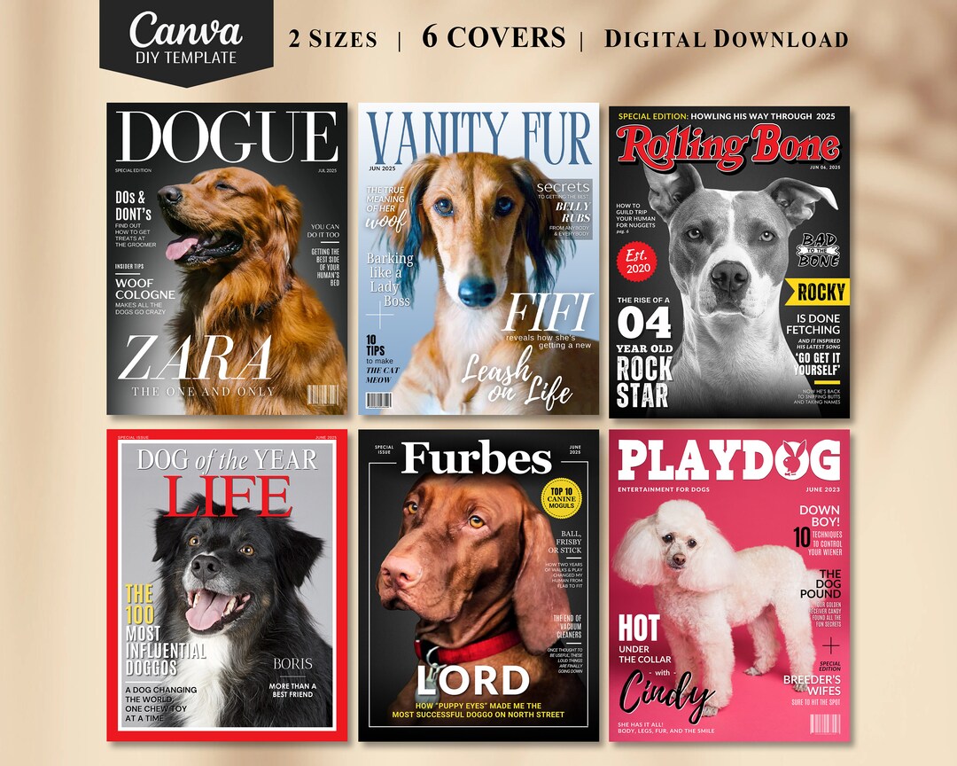 Pet Magazine Cover Template, Pet Magazine Cover Bundle, Custom Pet ...