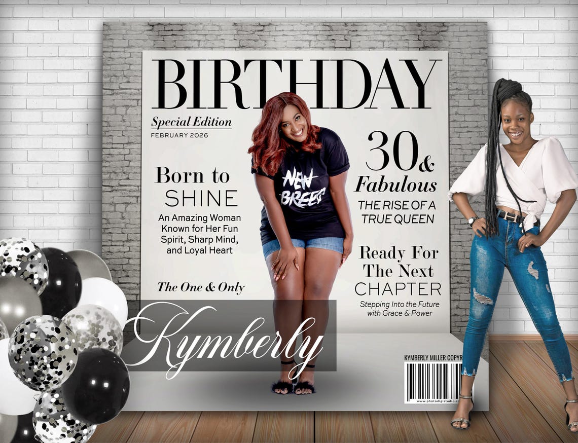 Magazine Cover Backdrop With Photo, Custom Fashion Backdrop, Birthday ...