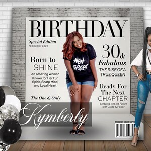 Magazine Cover Backdrop With Photo, Custom Fashion Backdrop, Birthday ...